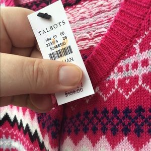 Talbots | Sweaters | Nwt Talbots Raspberry White Black Chevron Pattern ...